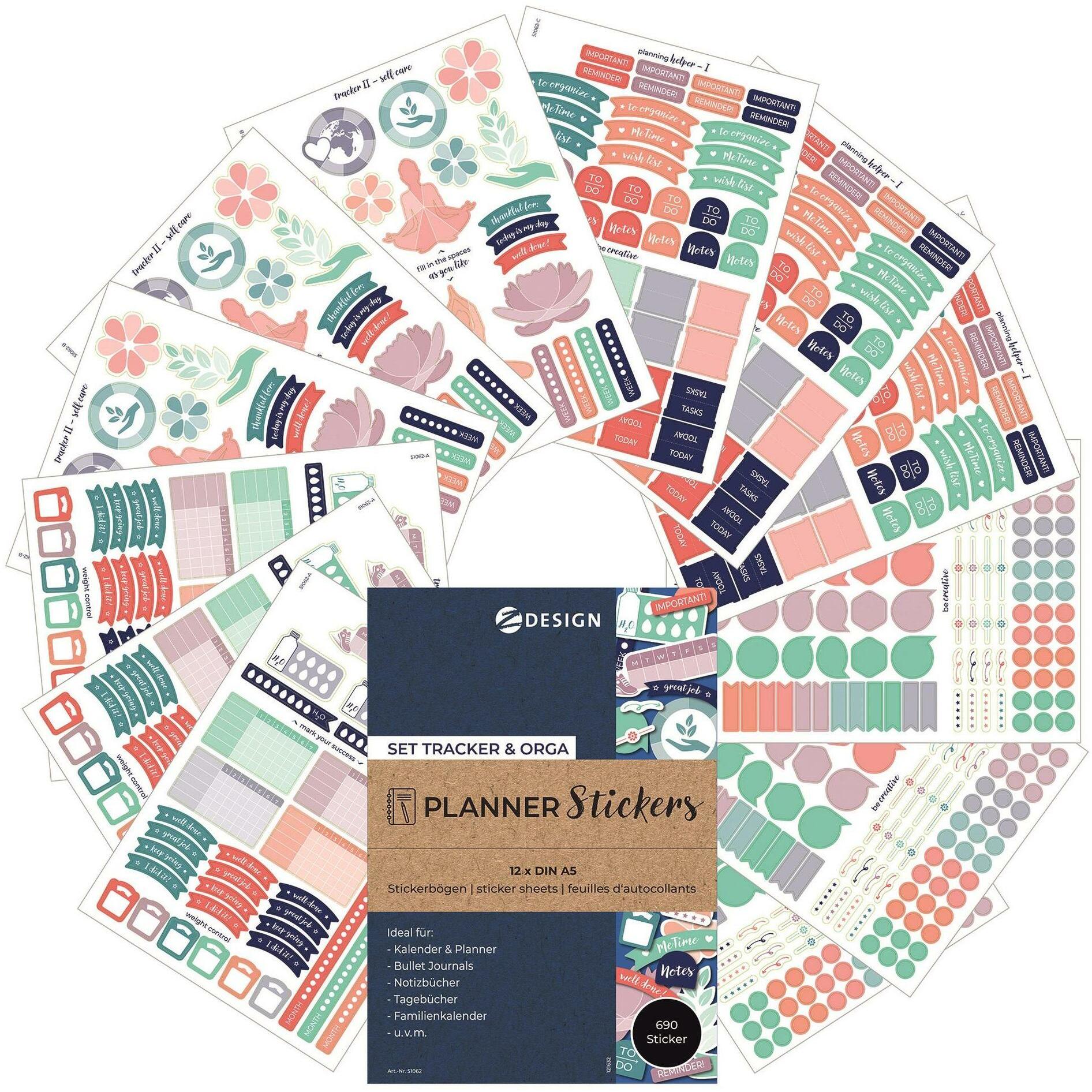 Avery Zweckform ZDesign Planungs-Sticker "TRACKER & ORGA" Block in A5 ...