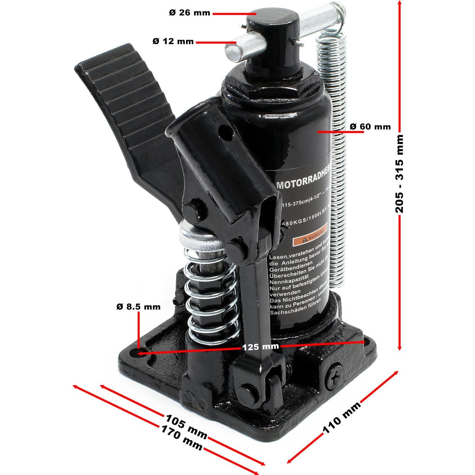 Wiltec Ersatzteil Hydraulikzylinder Motorradheber Hydraulik Montagebock ...