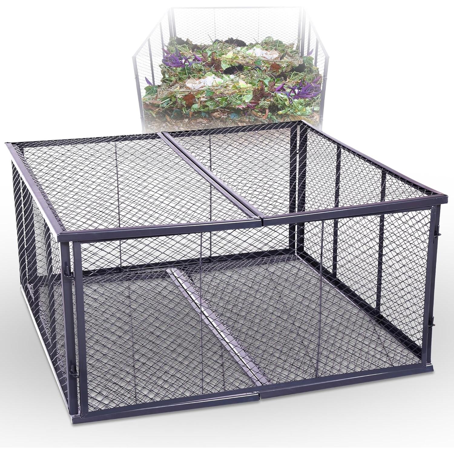 Novatool Garten-Komposter Metall 100x100x50 cm + Deckel und Boden, mit ...