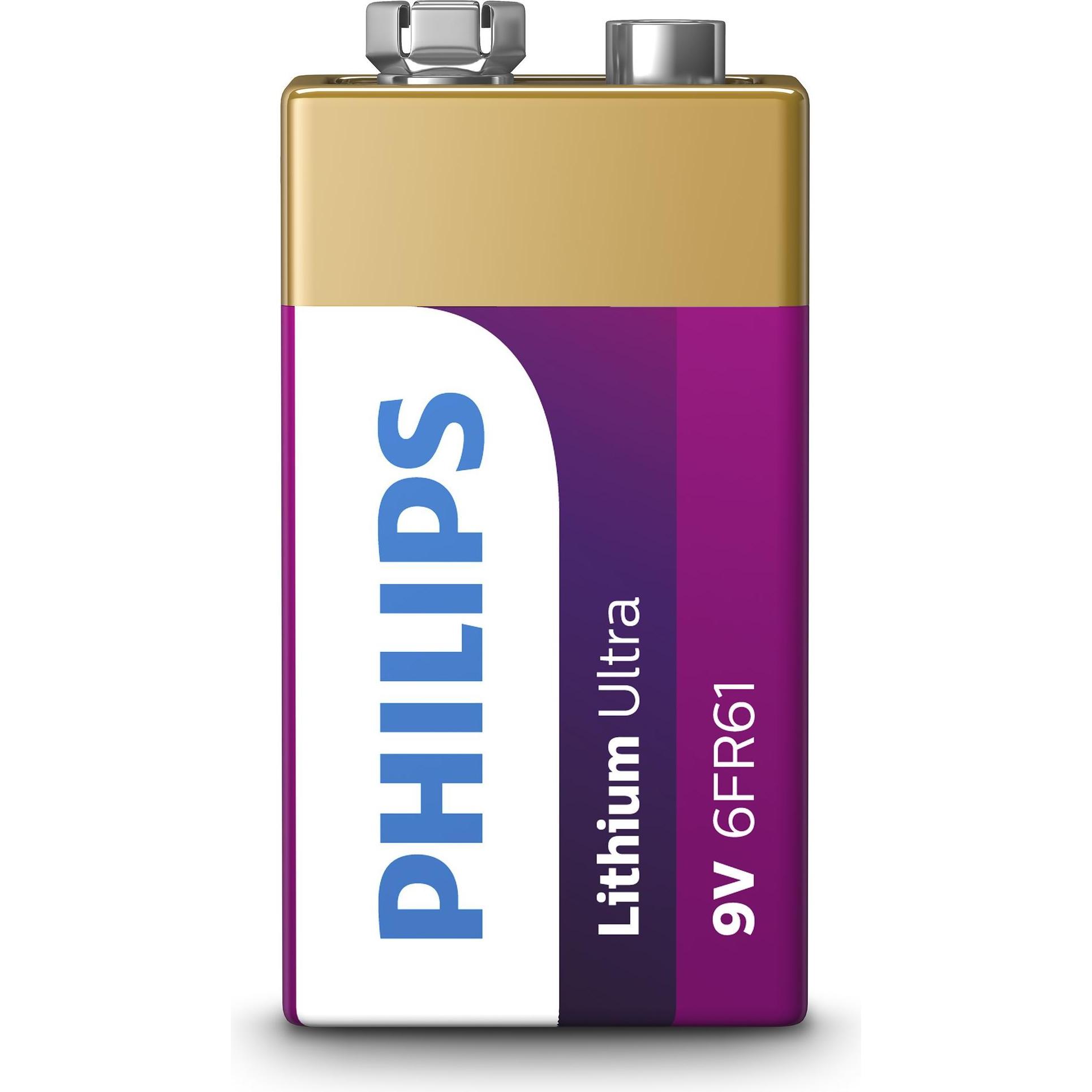 Philips Lithium Ultra Battery 6FR61LB1A/10, Single-use battery, 9V ...