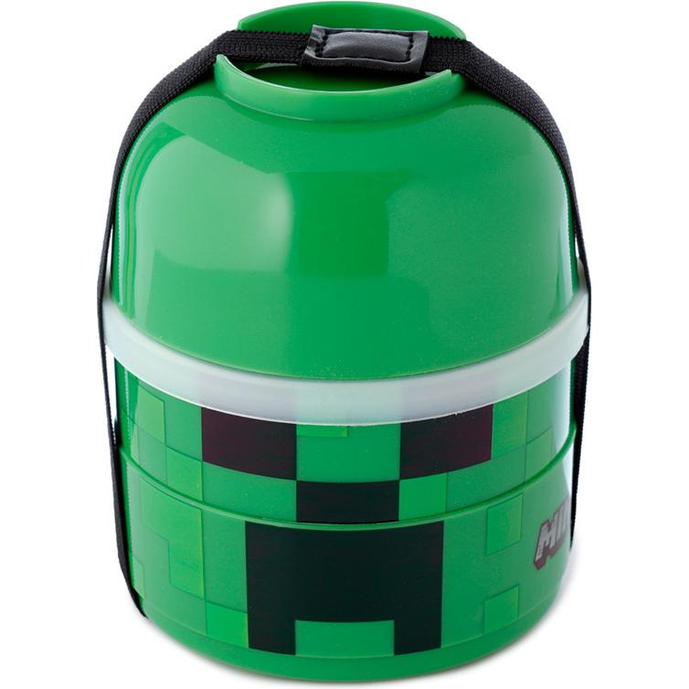 Puckator Minecraft Creeper Stacked Round Bento Box Lunchbox with 3 ...