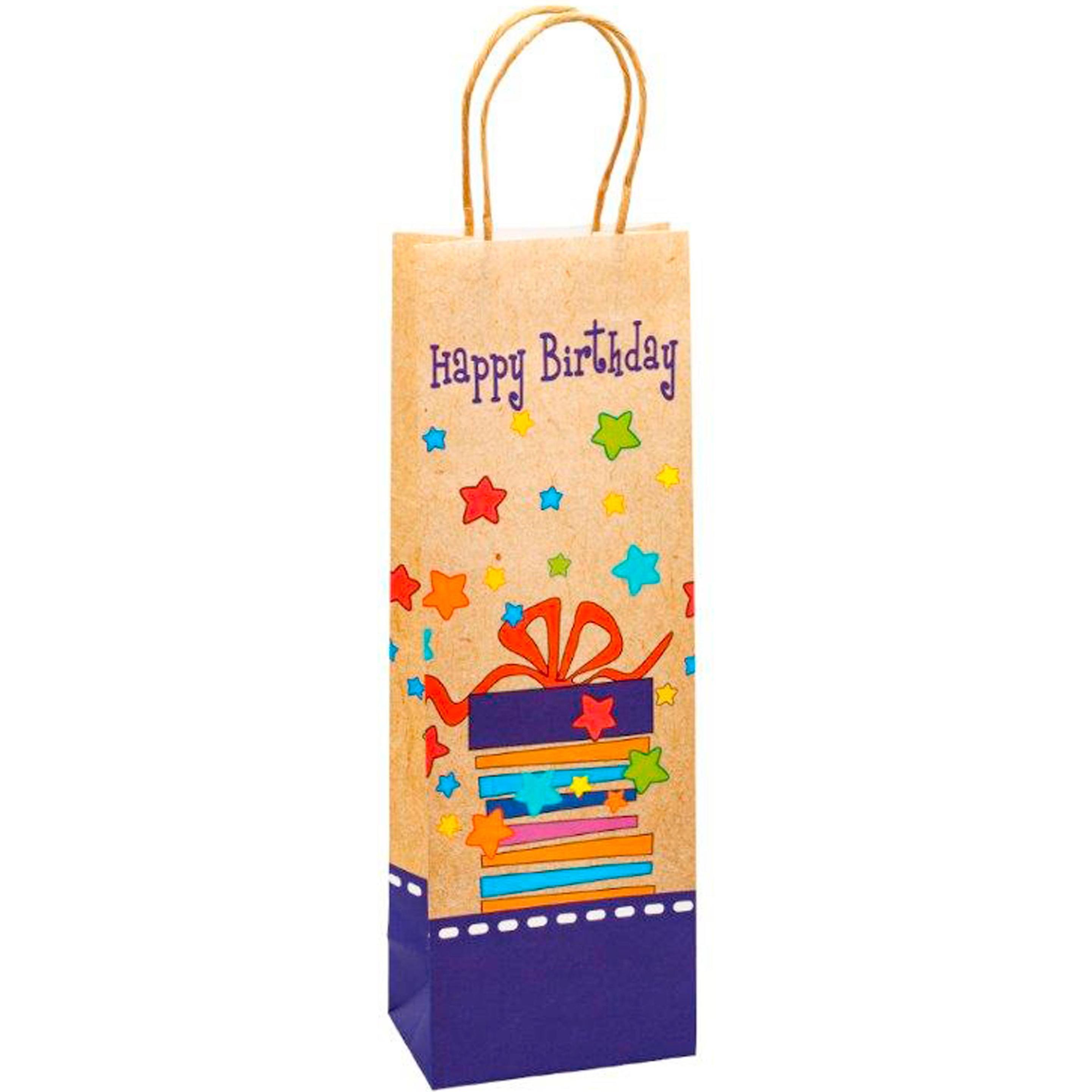 Tsi Geschenktüte für Flaschen „Happy Birthday“, mit Tragekordel, B 120 ...