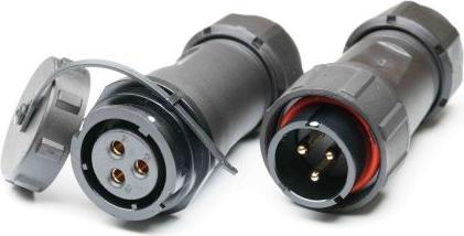 Rs Pro Round connector plug, socket for cable mounting, 3-pole 30A ...