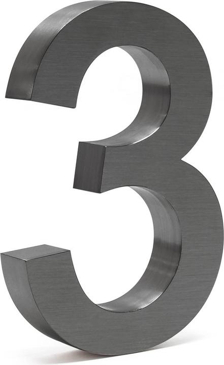 Wiltec Hausnummer 3 Edelstahl Hausnummer modern 3D-Design rostfrei ...