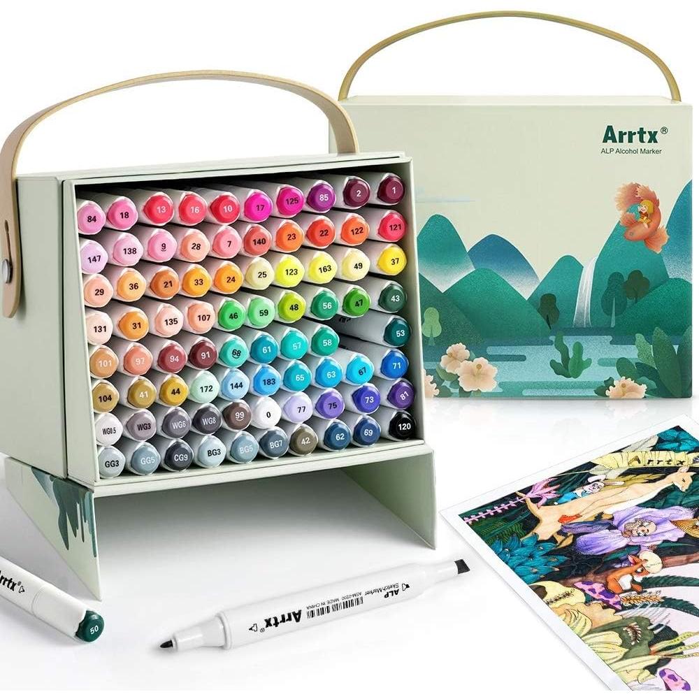 Arrtx ALP-Serie - Permanent Marker Set mit Doppeltipps (80 Farben ...