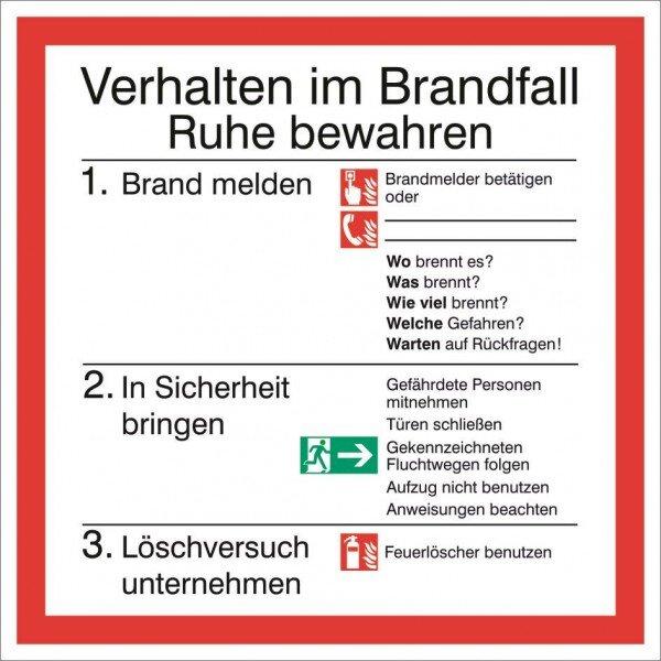 Everglow Rettungszeichen Aufkleber Verhalten im Brandfall 20x20cm - Galaxus