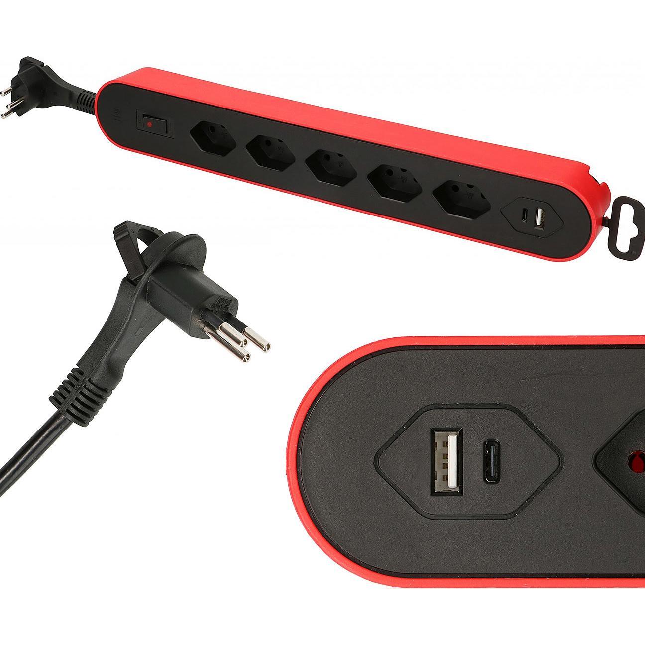 Max Hauri Design Line mit Schalter (5 x, Typ 13, USB-A, USB-C, 2.20 m ...